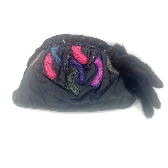 Bags | Vintage 8s Rita Diana Mylinka Black Leather Wfur Accent ...